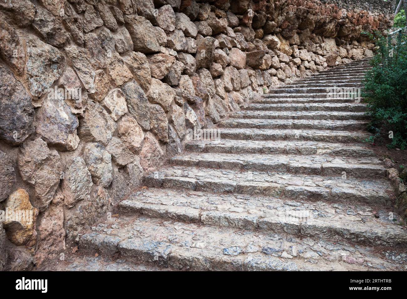 Spain, Barcelona, stairs in Park Guell (public part outside of ...