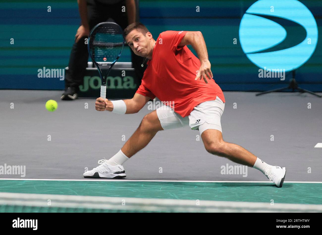 Canada's Alexis Galarneau in action against Italy's Lorenzo Sonego ...