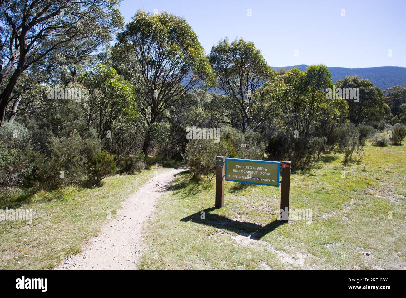The walking trails along the Thredbo River at Lake Crackenback, New ...