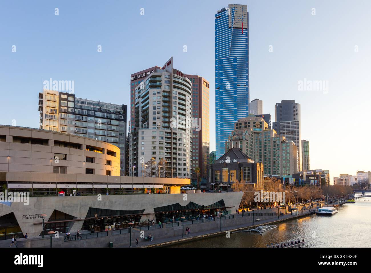 Melbourne's famous skyline from Flinders St Station towards Southbank ...