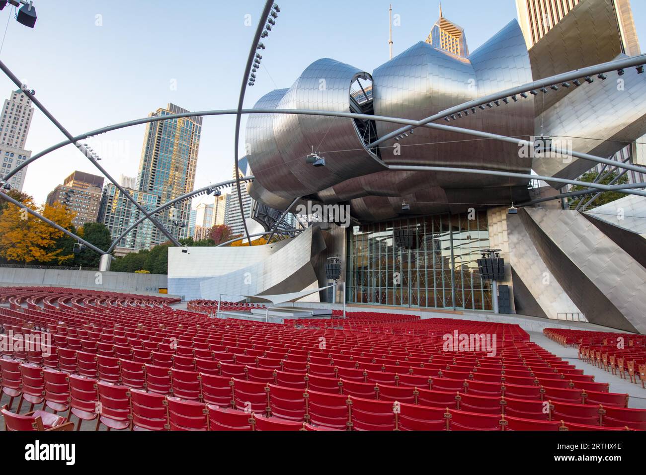 Chicago, USA, October 18 2016: Jay Pritzker Pavilion in Millenium Park ...