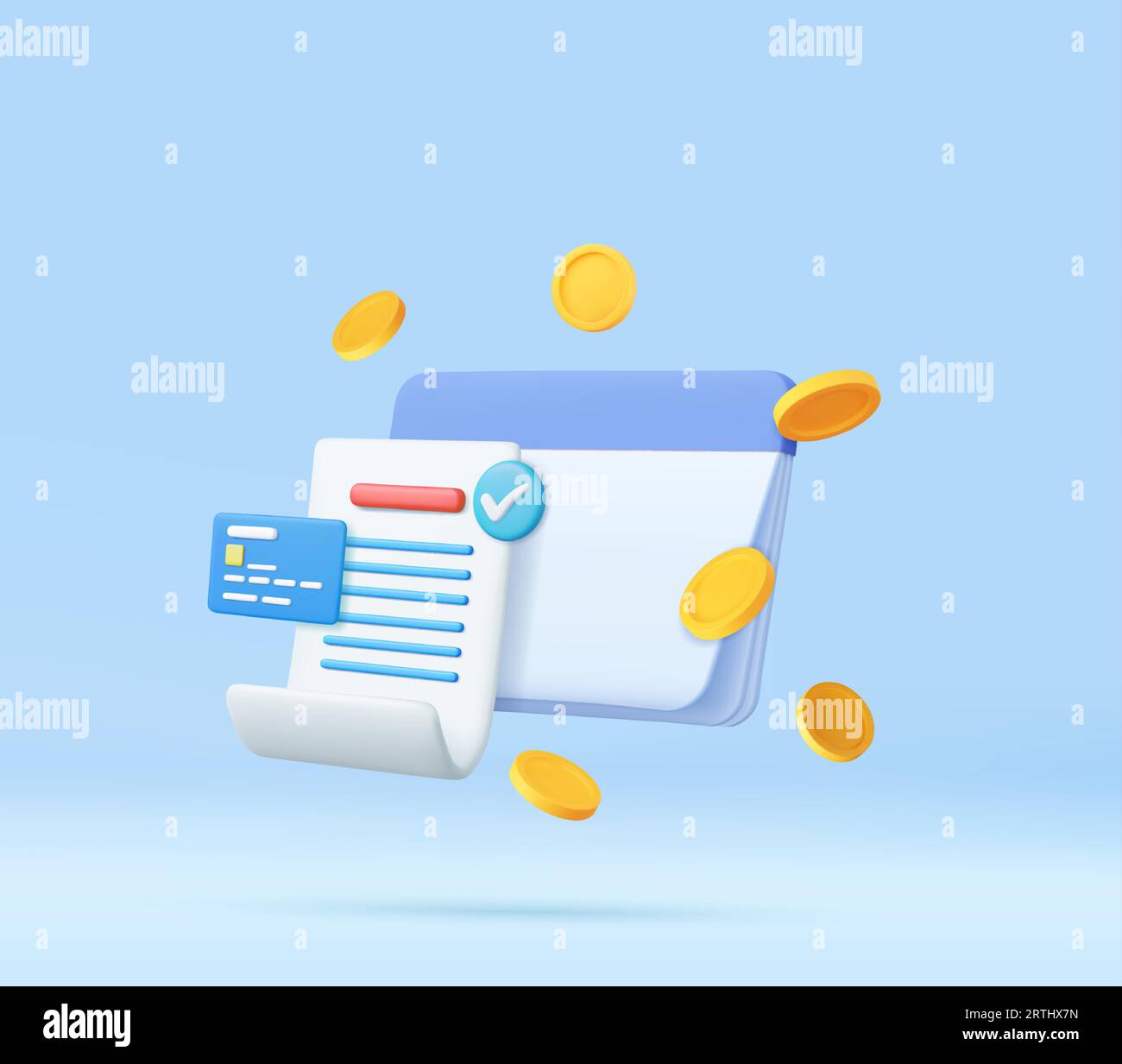 3d bank account book, passbook with credit card Stock Vector Image ...