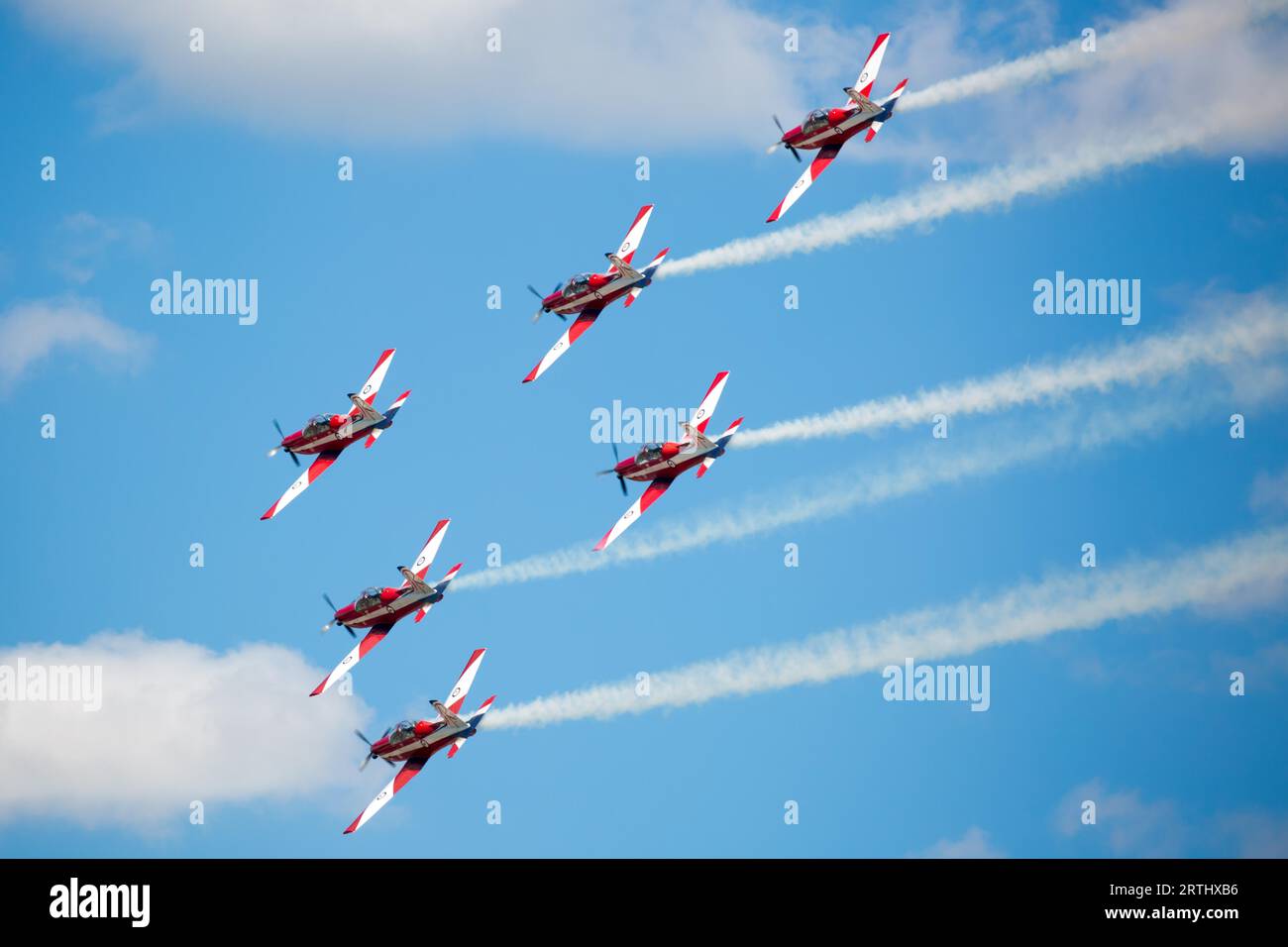 MELBOURNE, AUSTRALIA, MARCH 20: Red Arrows perform in a public display ...