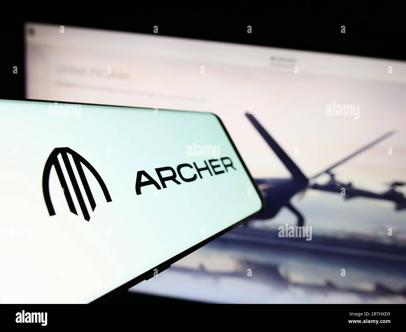 Mobile phone with logo of US eVTOL aircraft company Archer Aviation Inc ...