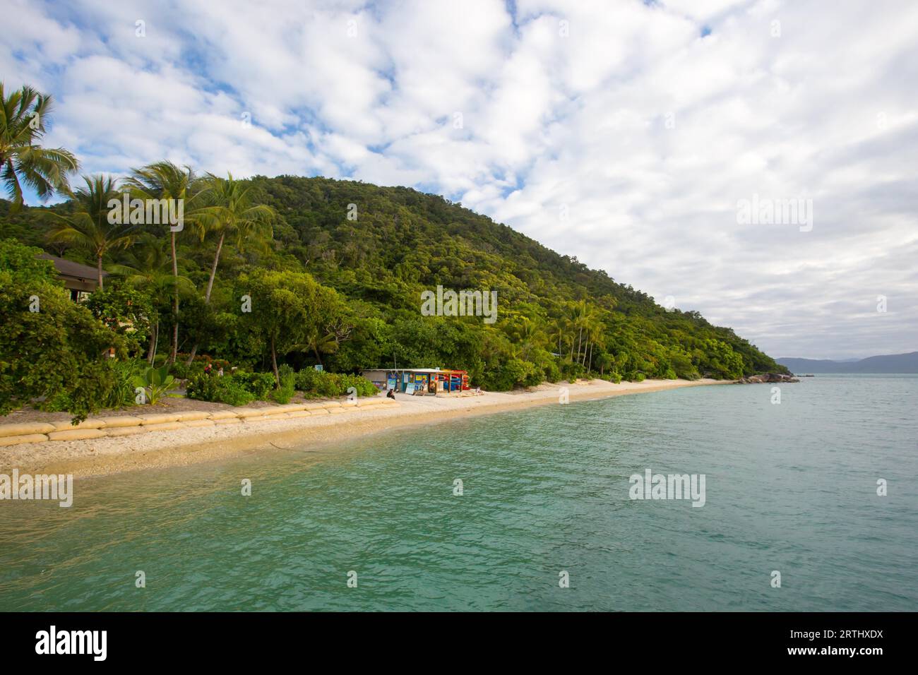 Fitzroy Island main beach resort area on a cool winter's day in ...