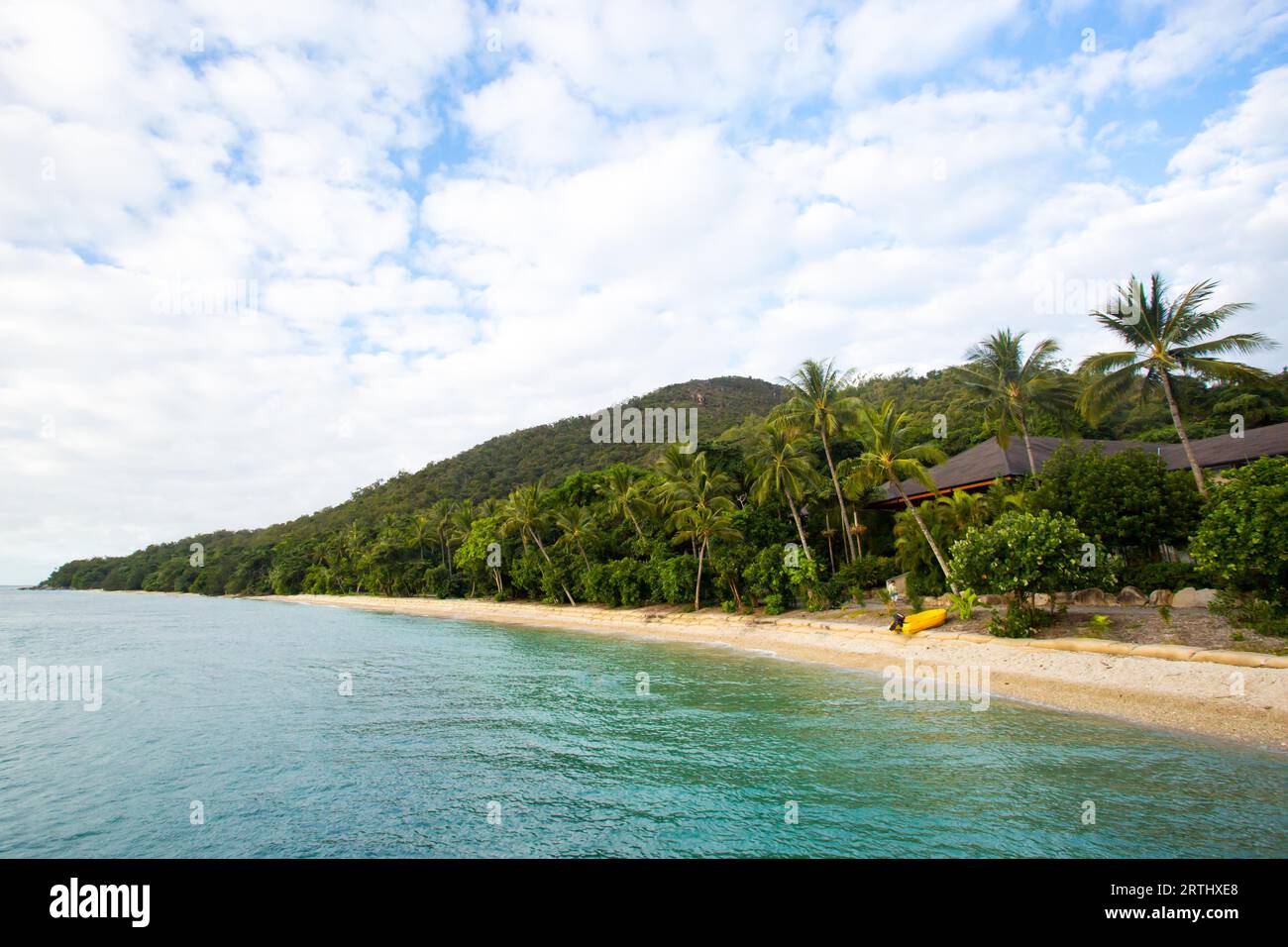 Fitzroy Island main beach resort area on a cool winter's day in ...