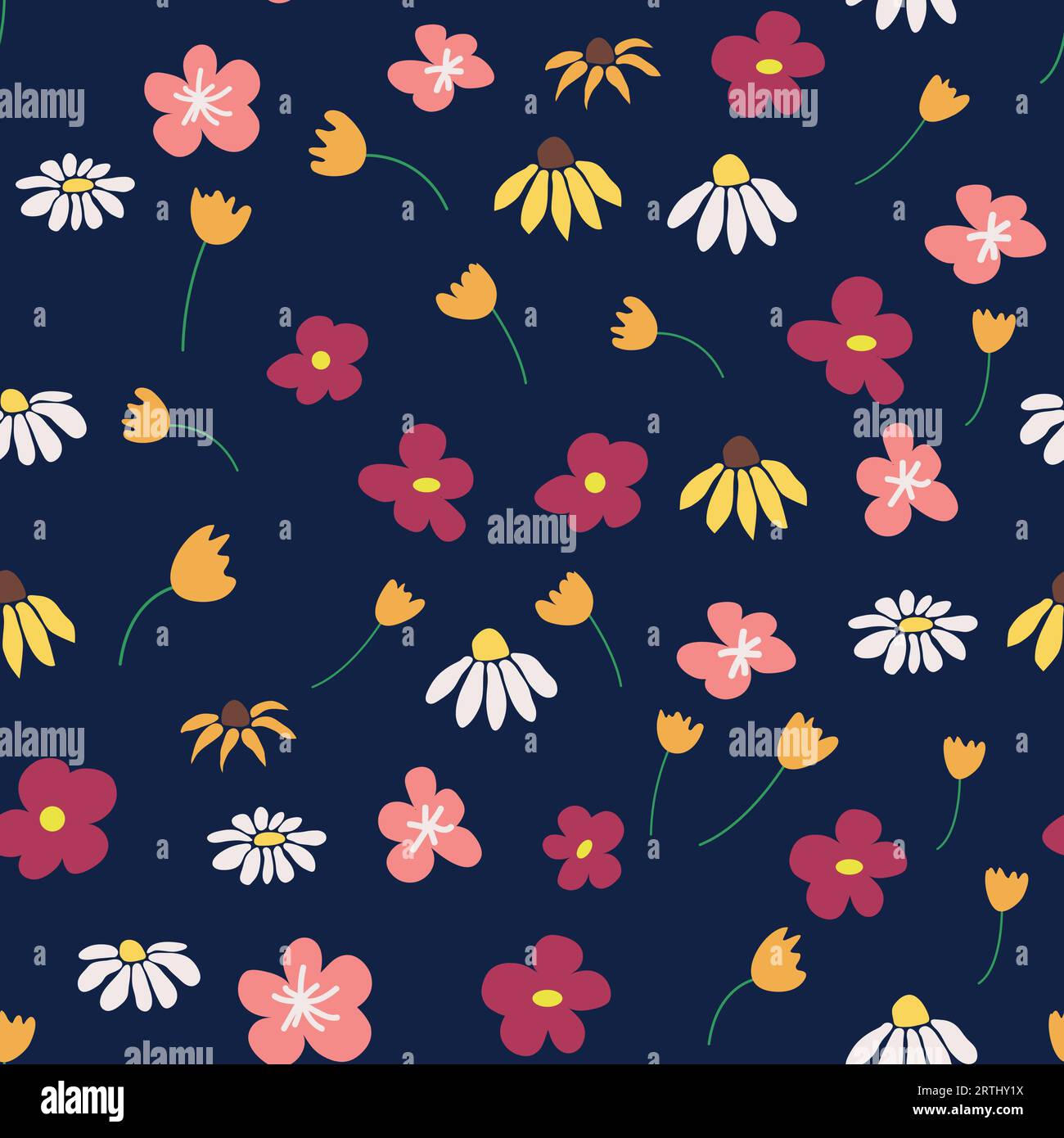 Boho Floral vintage seamless pattern. Hippie flower power retro textile ...