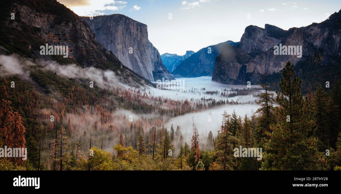 The iconic view of Yosemite Valley and the magnificent El Capitan at ...