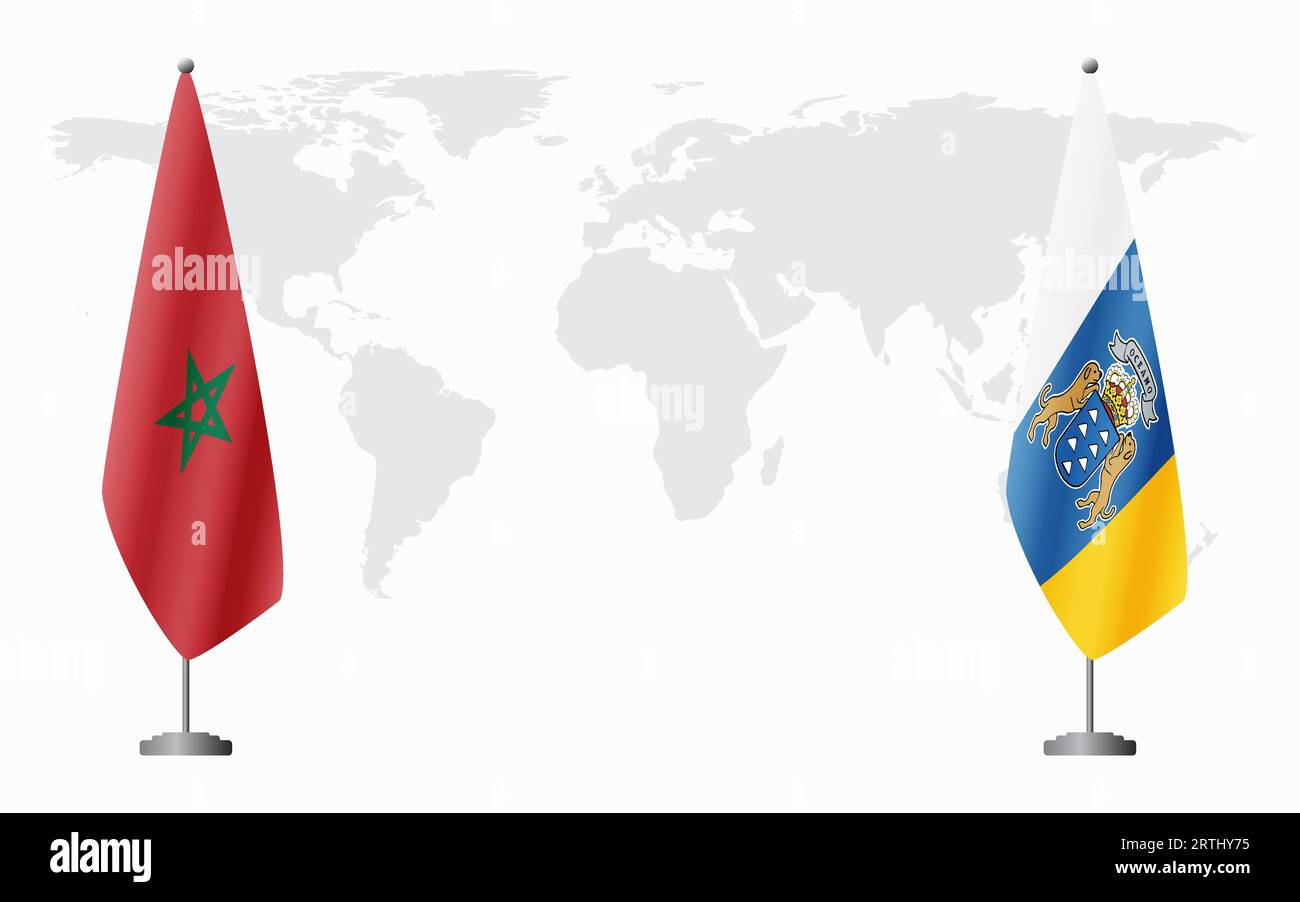 Morocco and Canary Islands flags for official meeting against ...