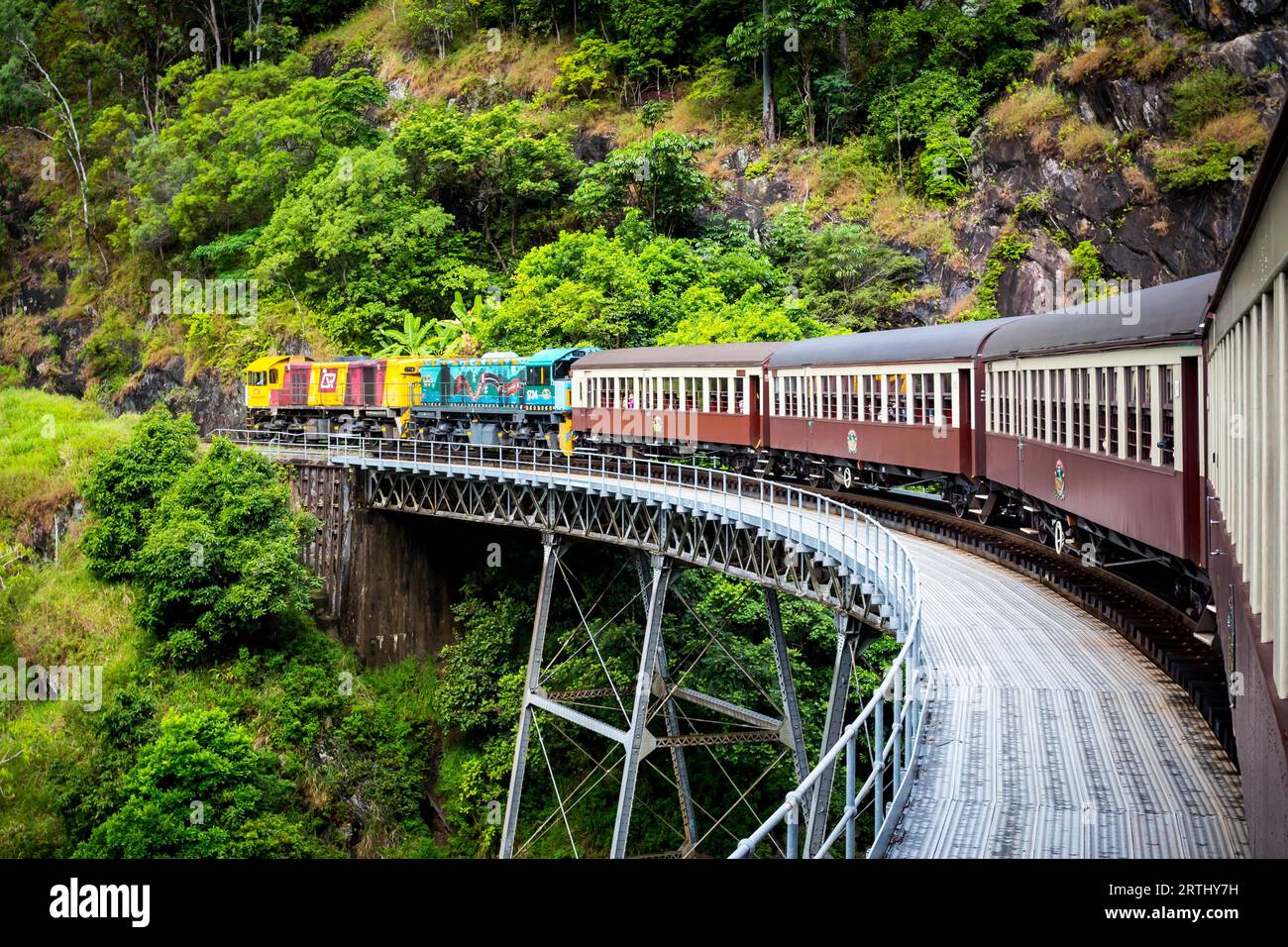 The famous Kuranda Scenic Railway near Cairns, Queensland, Australia ...