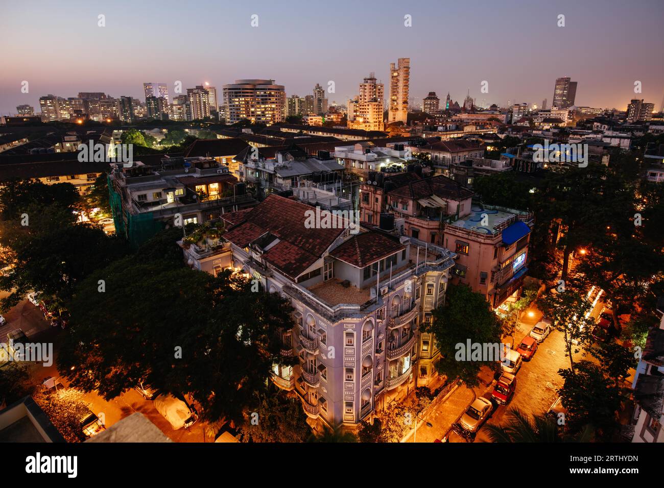 The Mumbai skyline at dusk on a warm autumn evening near Colaba, Mumbai ...