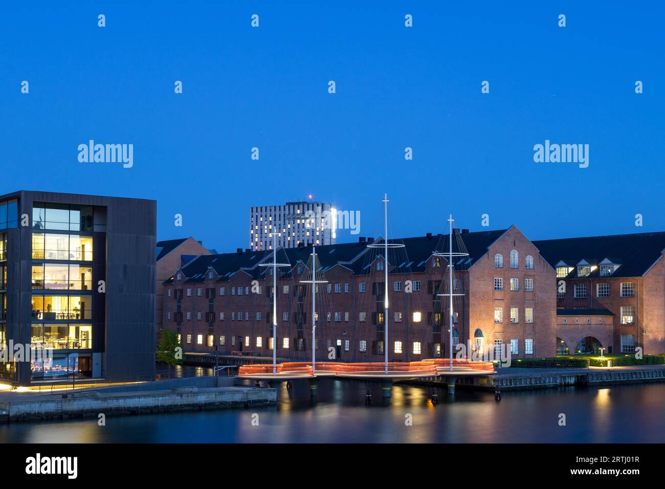 Copenhagen, Denmark, May 11, 2016: Nightshot of the Circle Bridge, a ...