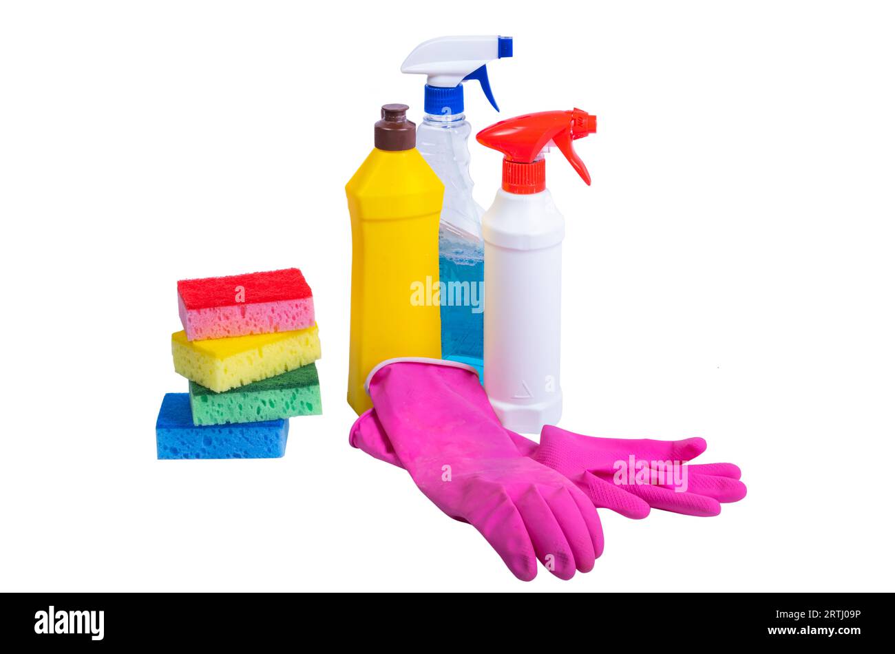 household chemicals for cleaning isolated on white background Stock ...