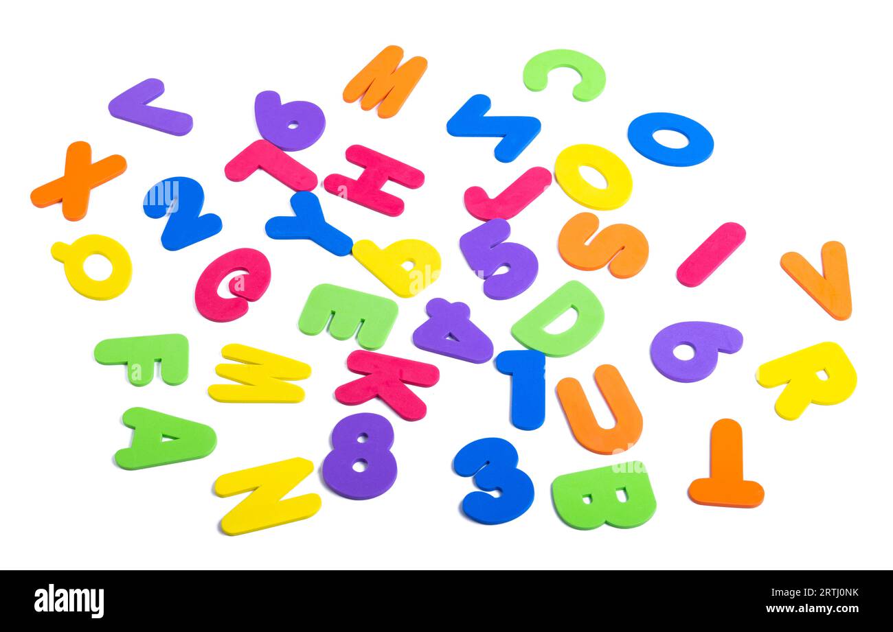 colored letters and numbers isolated on white background Stock Photo ...