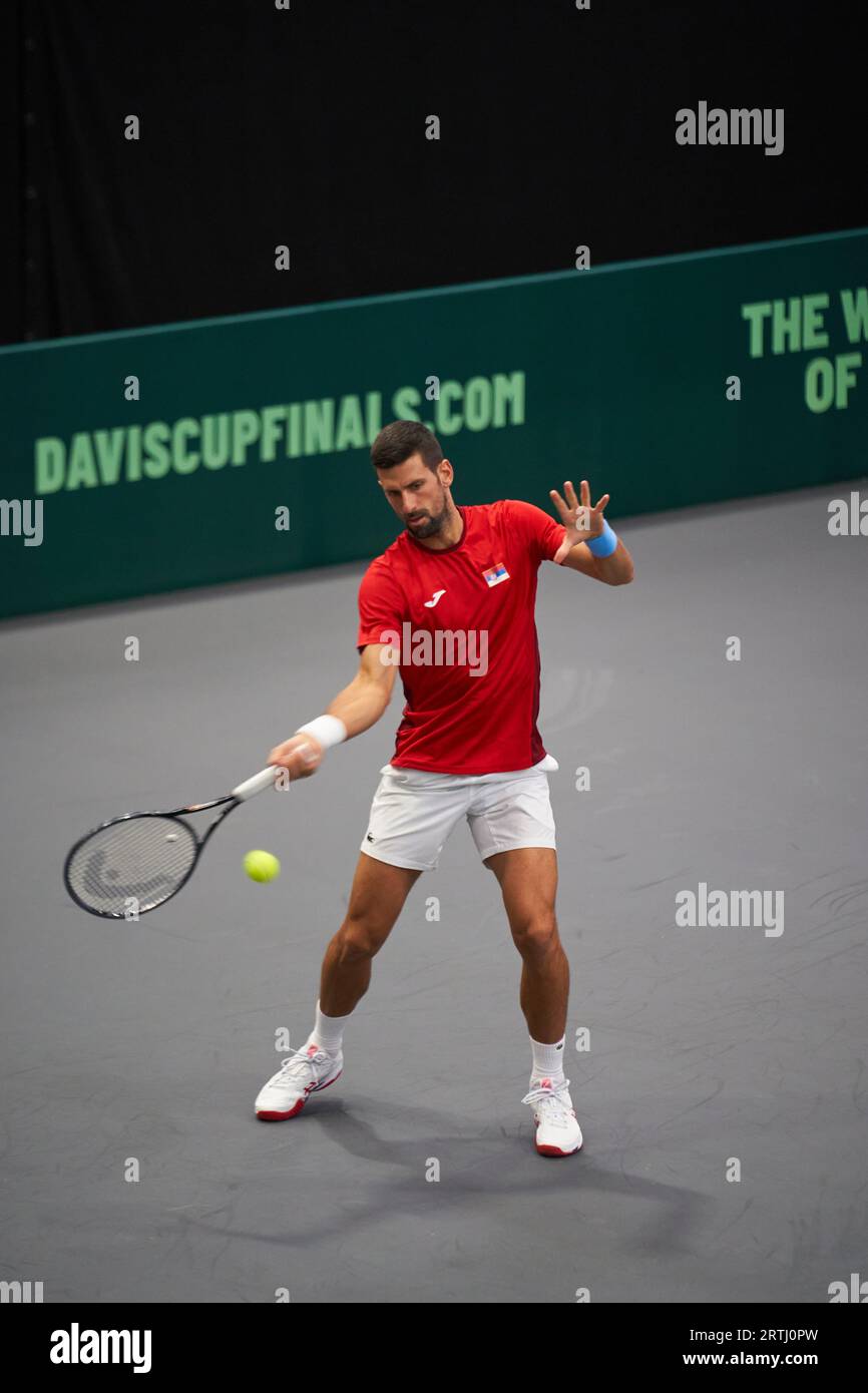 Novak Djokovic of Serbia practice in Valencia Davis Cup Finals, Group C ...