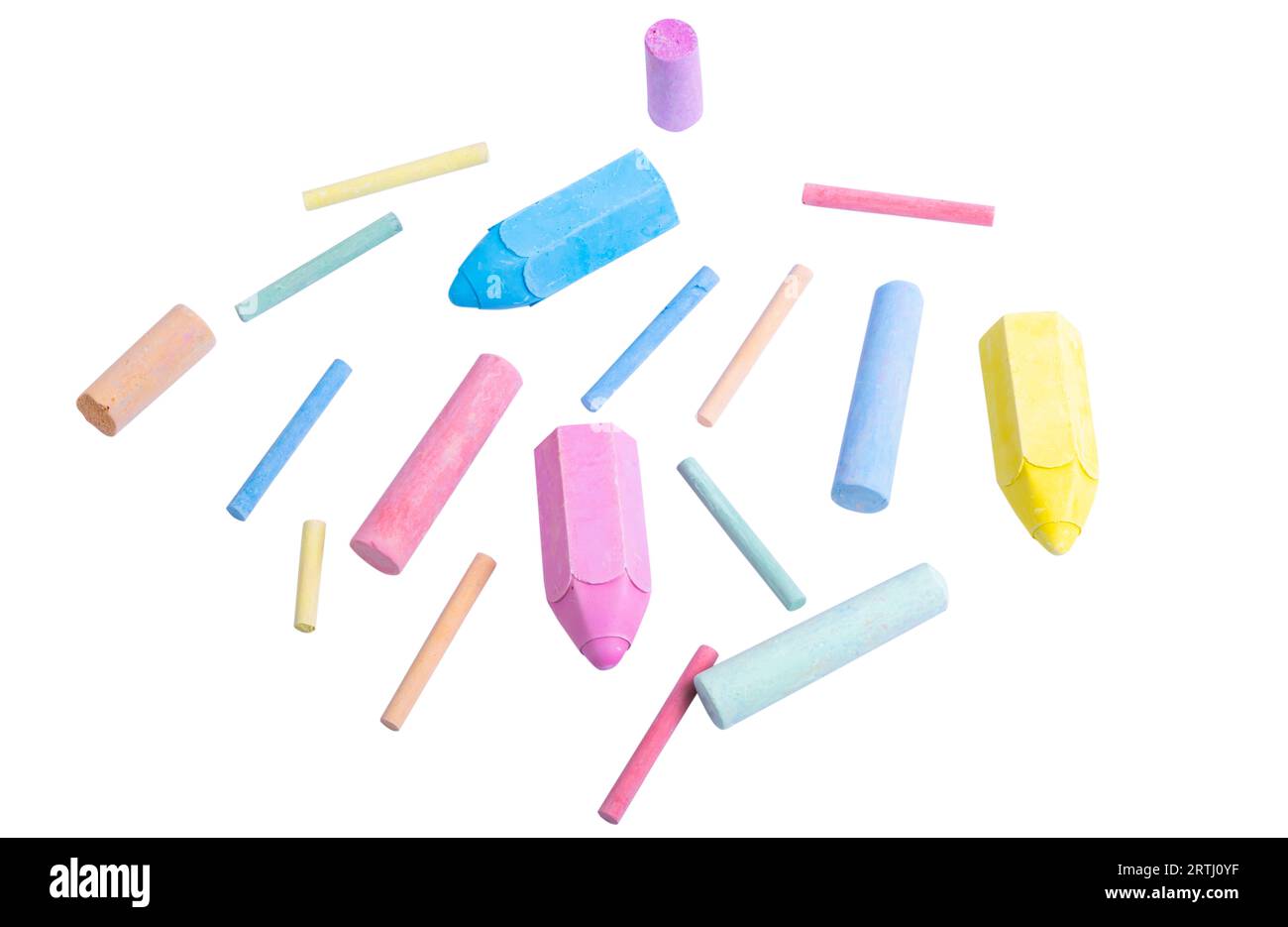 colored chalks isolated on white background Stock Photo - Alamy