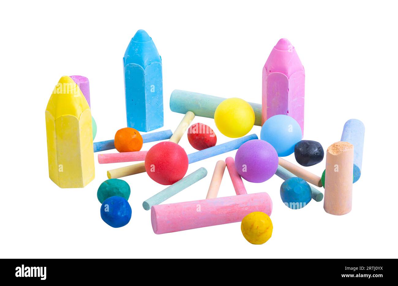 colored chalks isolated on white background Stock Photo - Alamy
