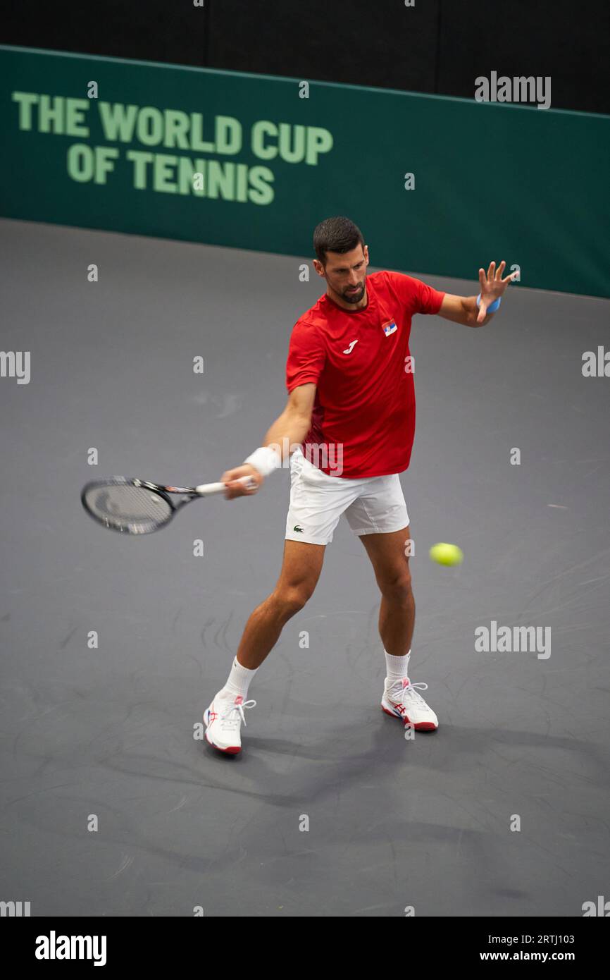 Novak Djokovic of Serbia practice in Valencia Davis Cup Finals, Group C ...