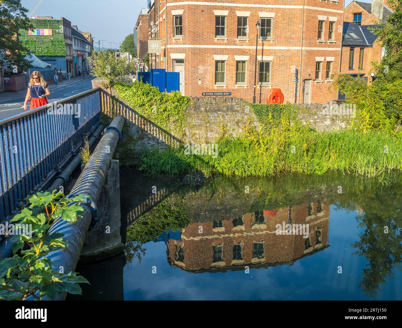 Woman Walking Across Hythe Bridge, Castle Mill Stream, Oxford ...