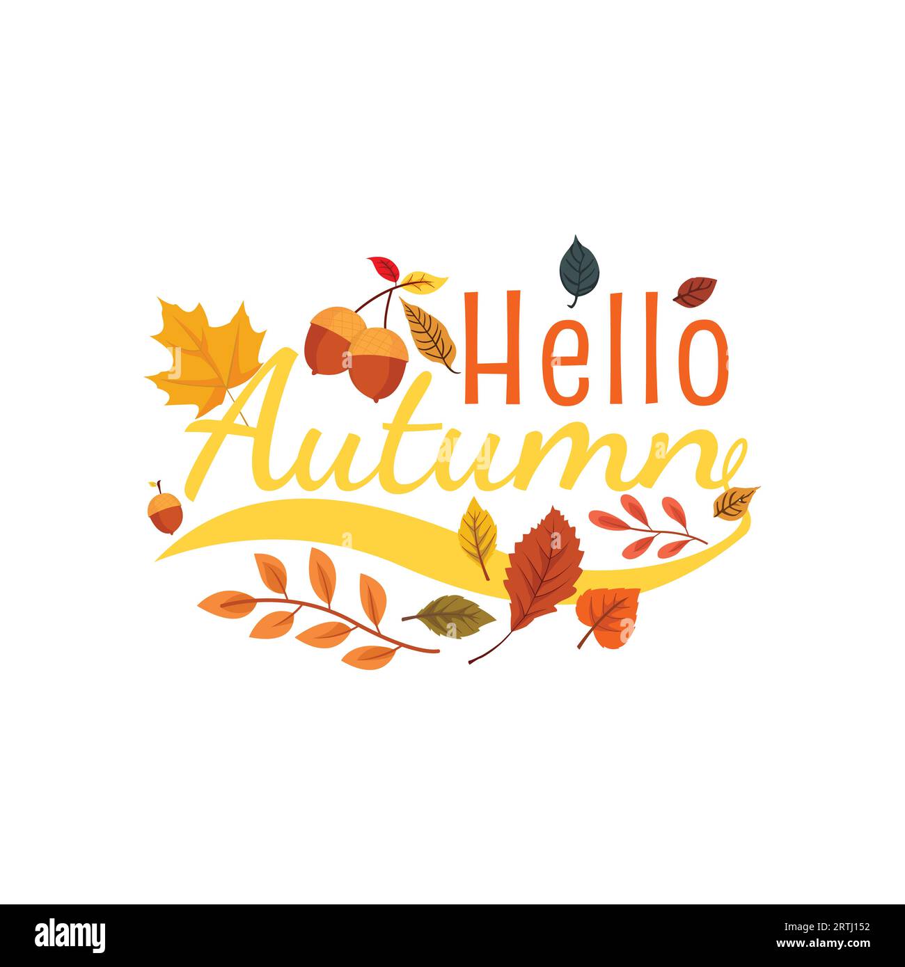 Hello autumn lettering quote with september leaves. Hello autumn ...