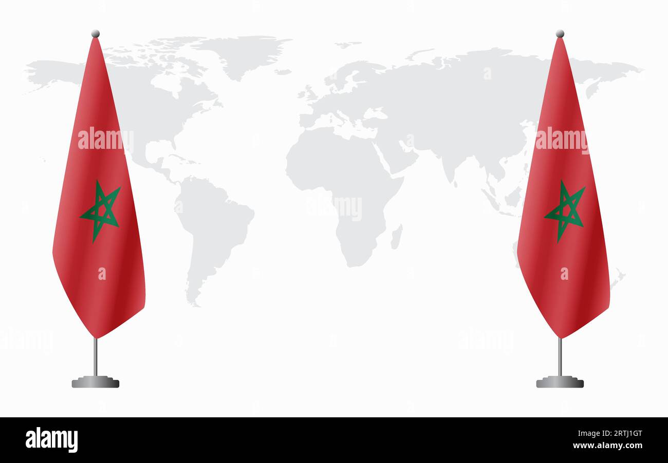 Morocco and Morocco flags for official meeting against background of ...
