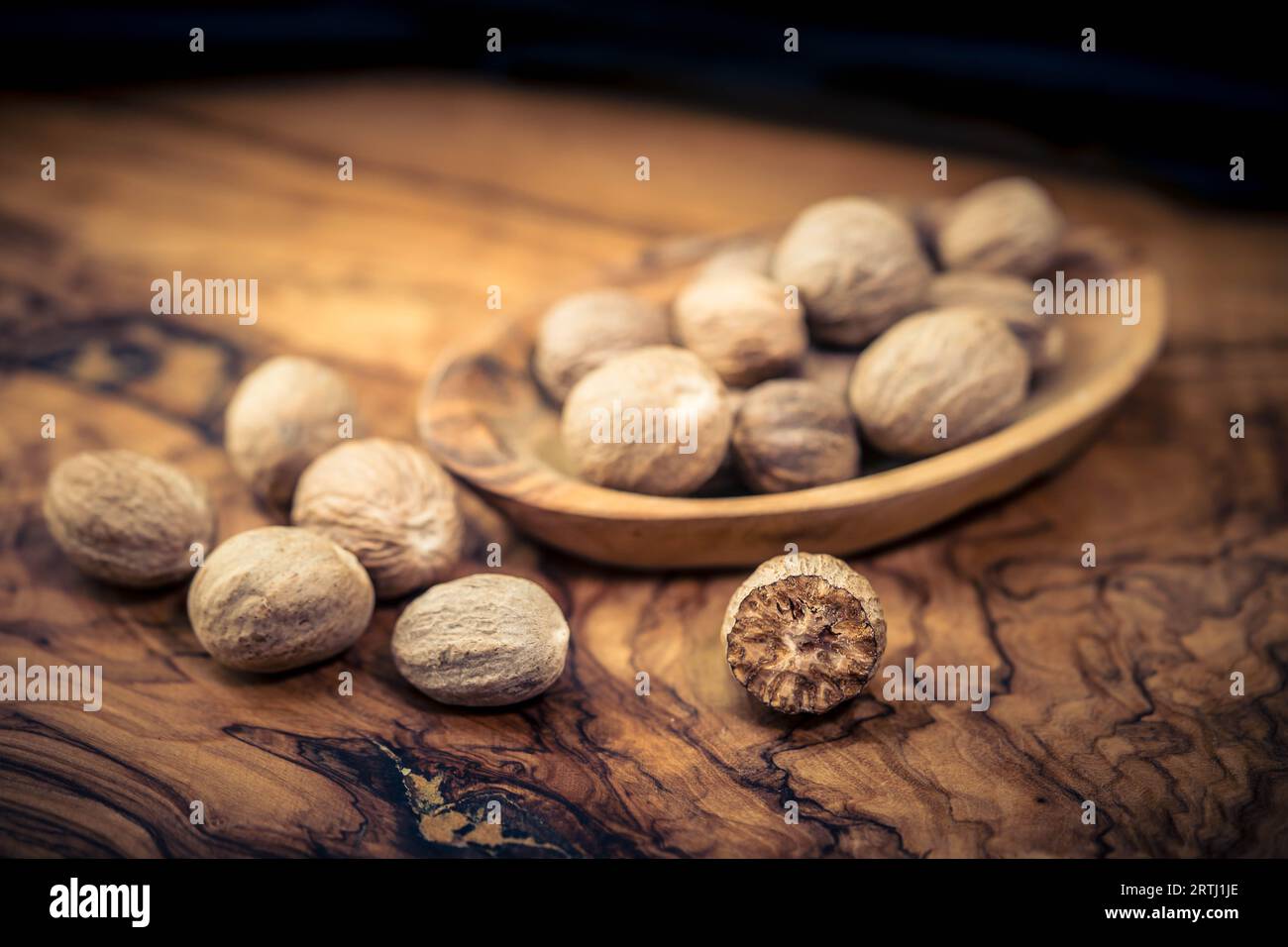 Muscat Fruits of the Nut tree Myristica fragrans Stock Photo - Alamy