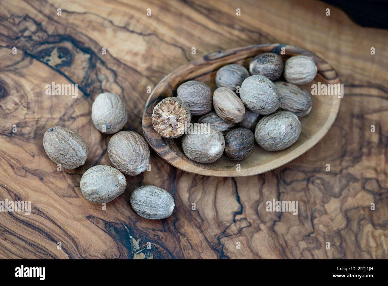 Muscat Fruits of the Nut tree Myristica fragrans Stock Photo - Alamy