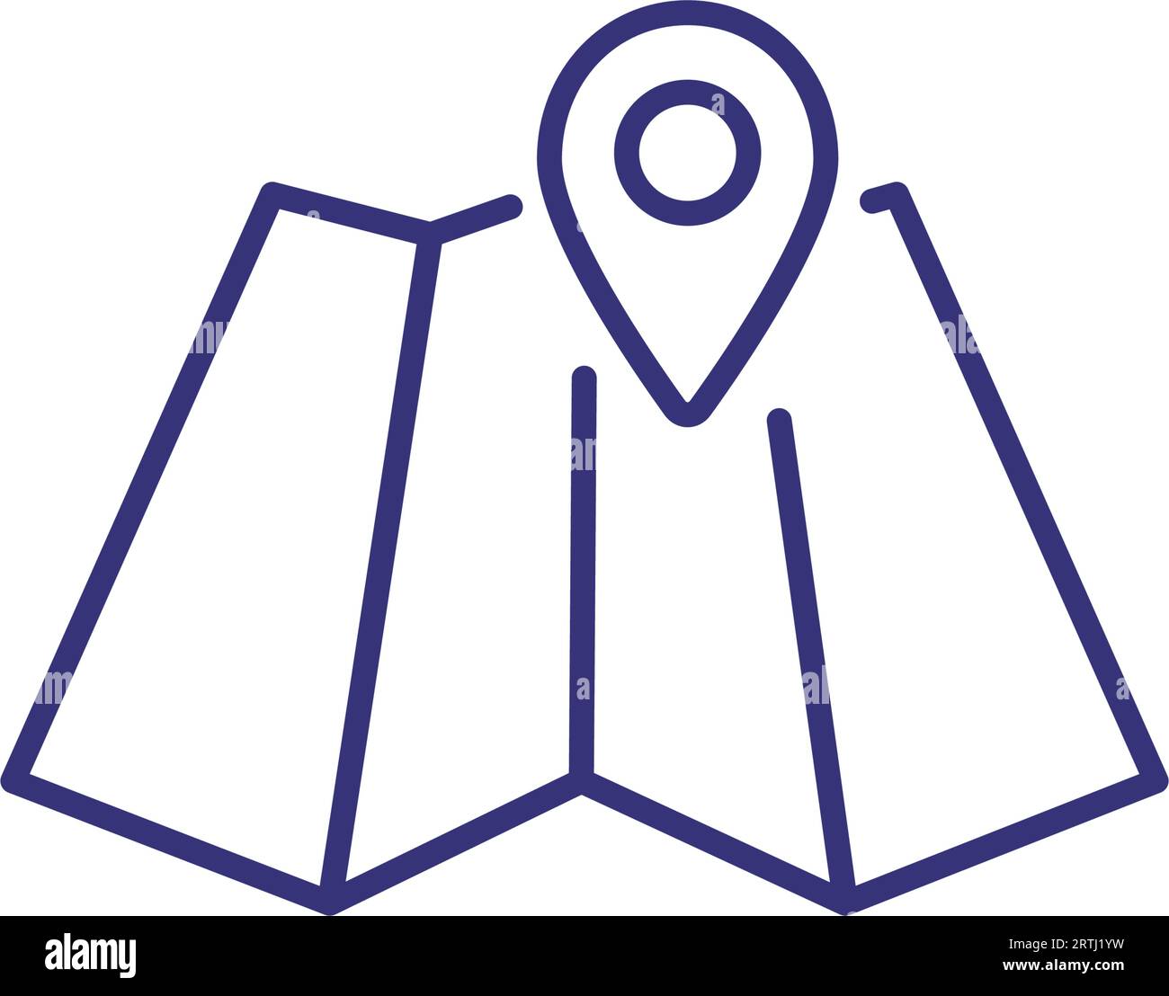 Folded map with position mark Stock Vector Images - Alamy