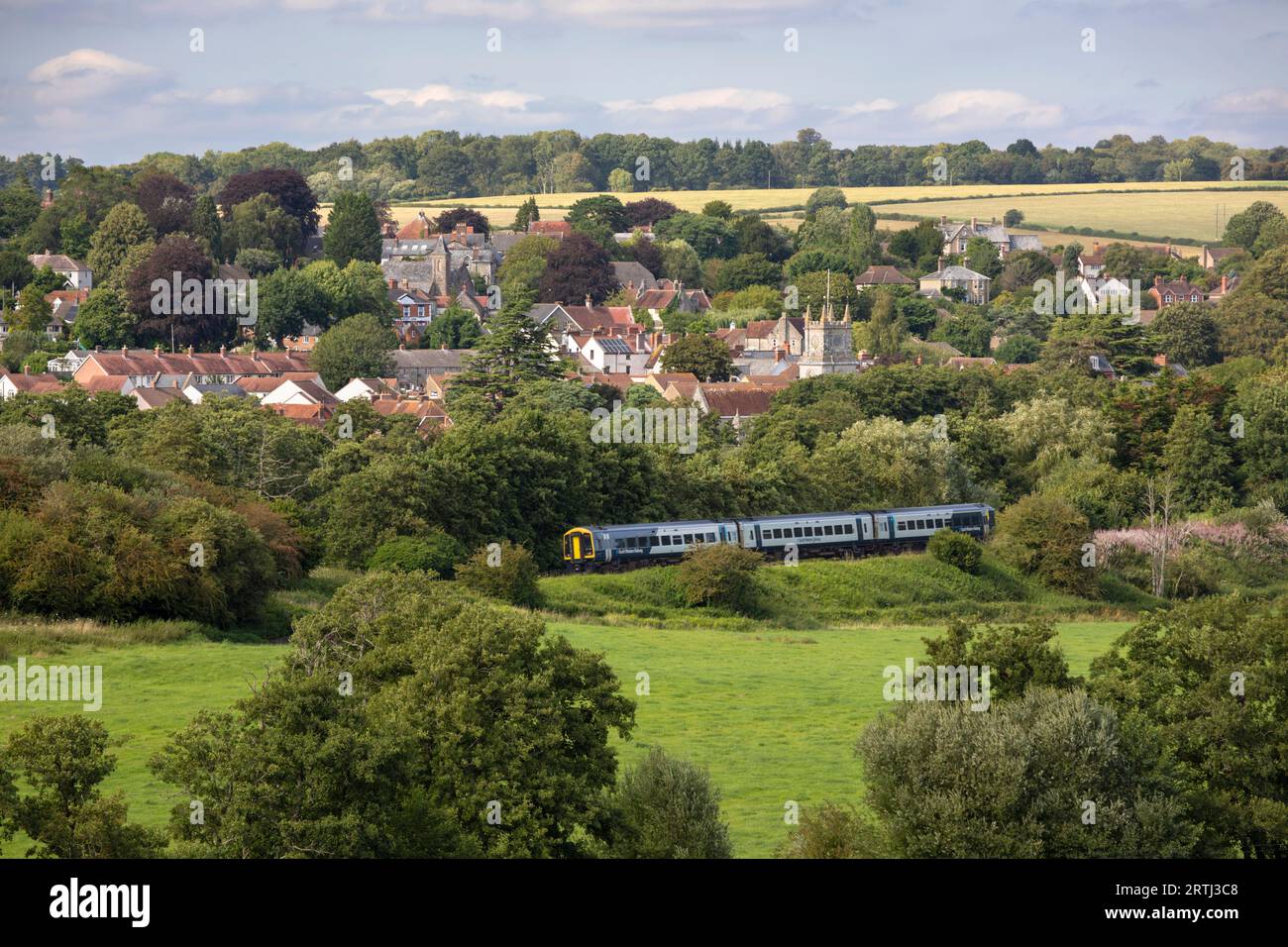 View over town of Tisbury in the Nadder Valley, Tisbury, Wiltshire ...