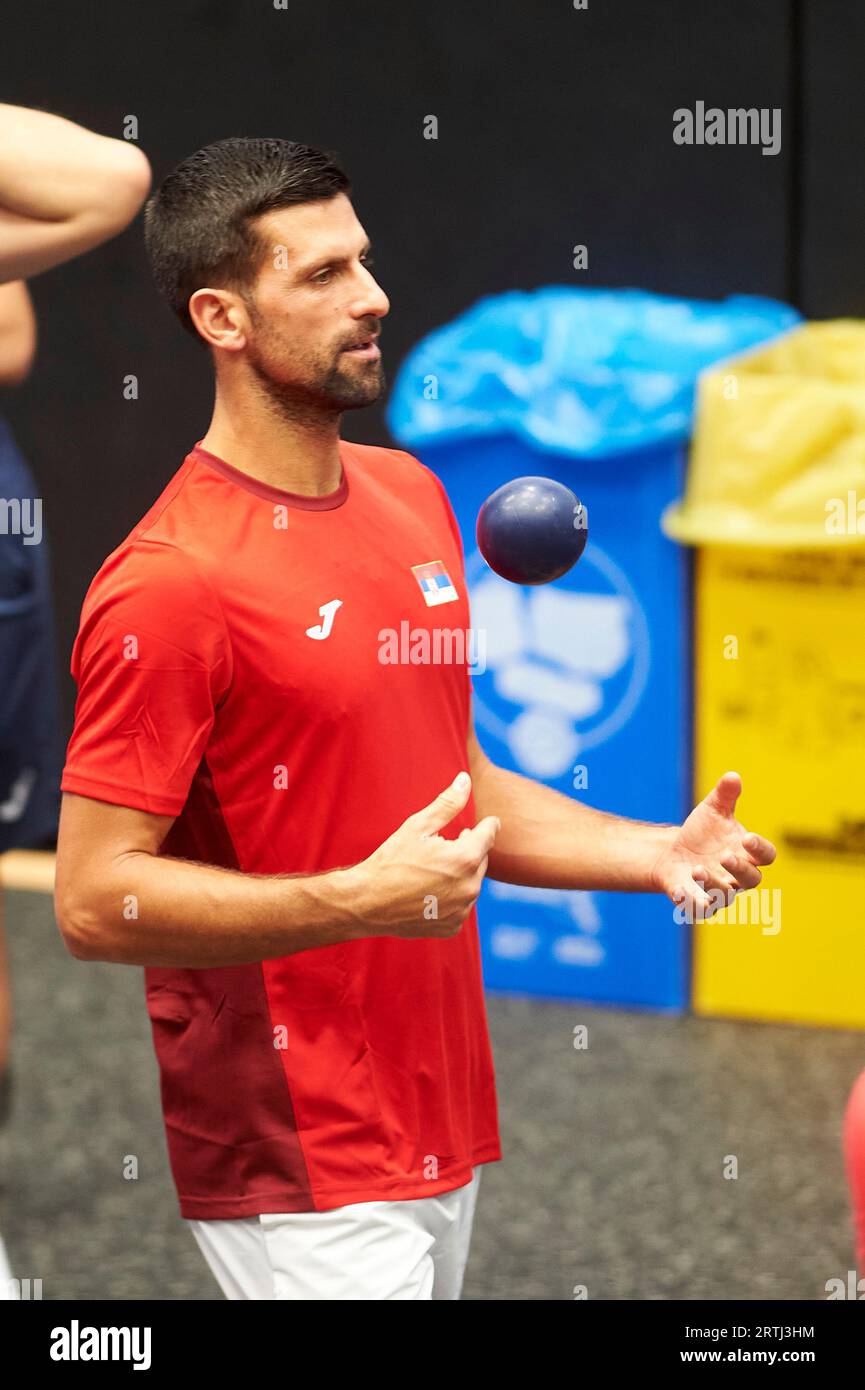 Novak Djokovic of Serbia in action during the DAVIS CUP at The Pabellon ...