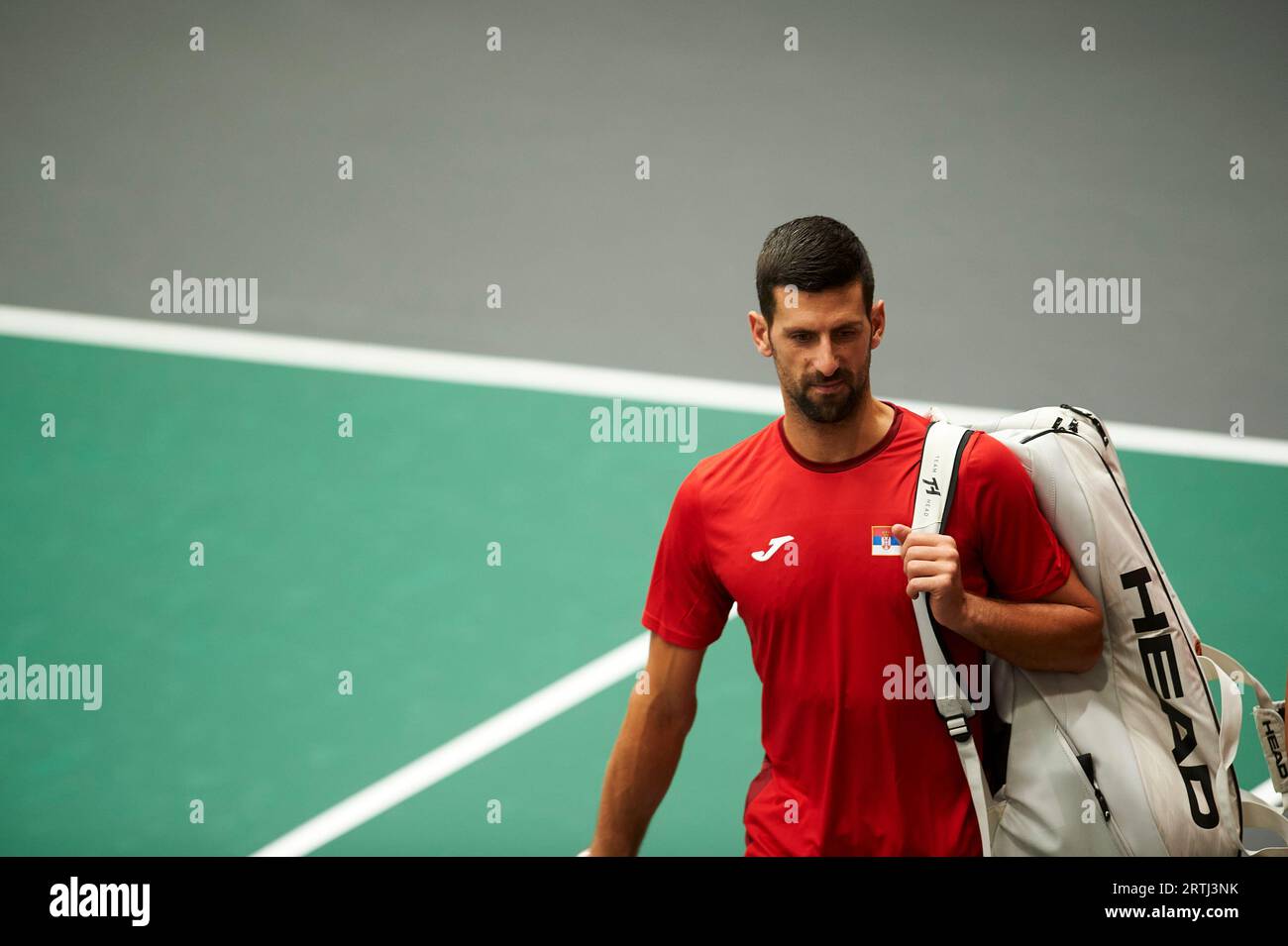 Novak Djokovic of Serbia in action during the DAVIS CUP at The Pabellon ...