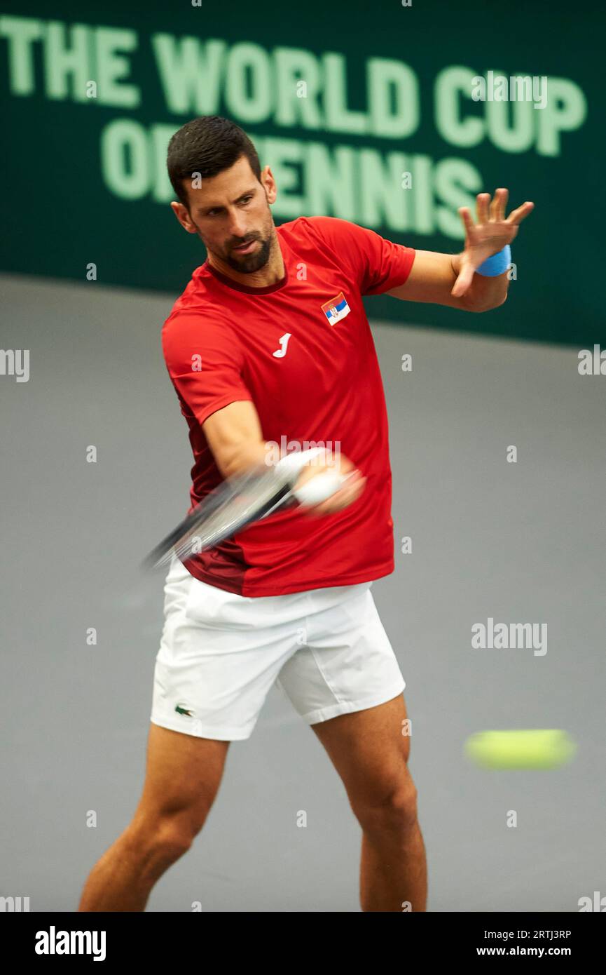 Novak Djokovic of Serbia in action during the DAVIS CUP at The Pabellon ...