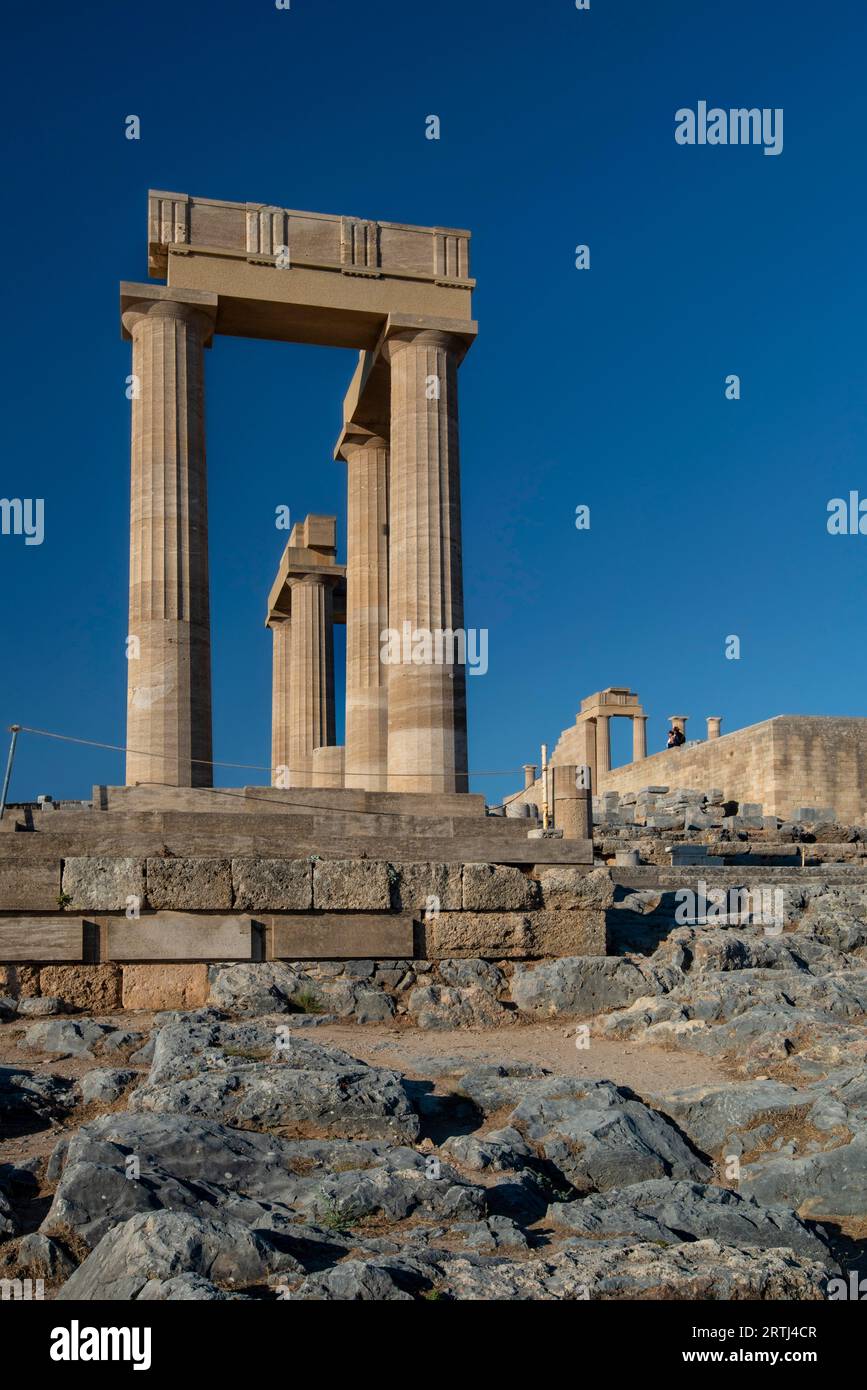 Roman columns, Roman temple, Acropolis of Lindos, Lindos, Rhodes ...
