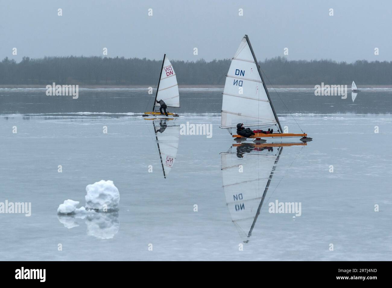 Baltic Sea, ice sailer on the Bodden Stock Photo - Alamy