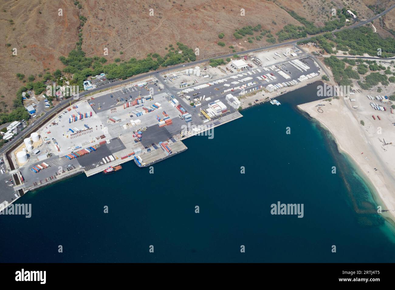 Aerial port on tropical island hi-res stock photography and images - Alamy