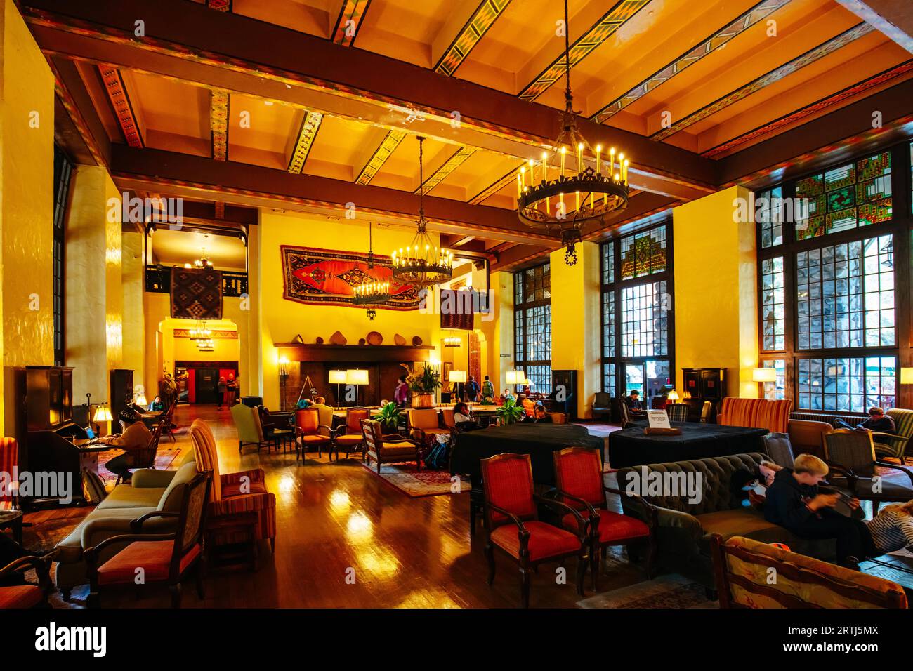 Yosemite, USA, October 14th 2016: The reception area interior of the ...