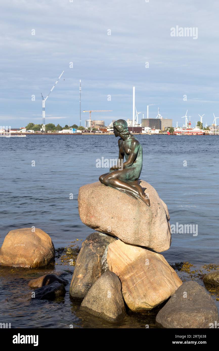 Copenhagen, Denmark, August 17, 2016: The famous Little Mermaid statue ...