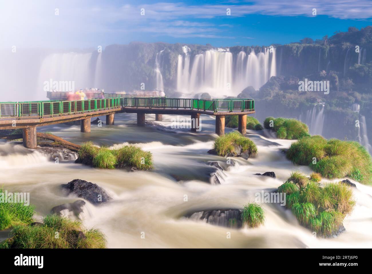 View of the world famous Iguazu Cataratas Falls with spring water in ...