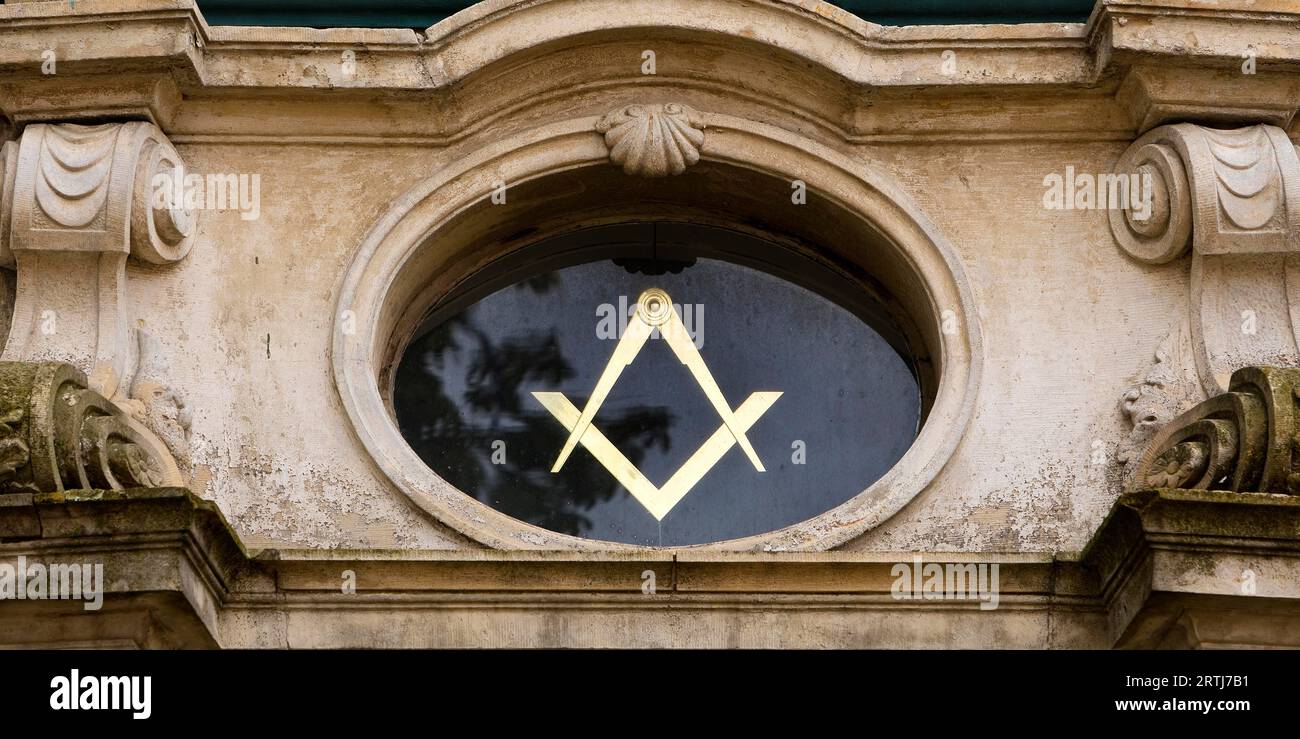 Close-up with compass and angle, two of the best-known symbols of ...