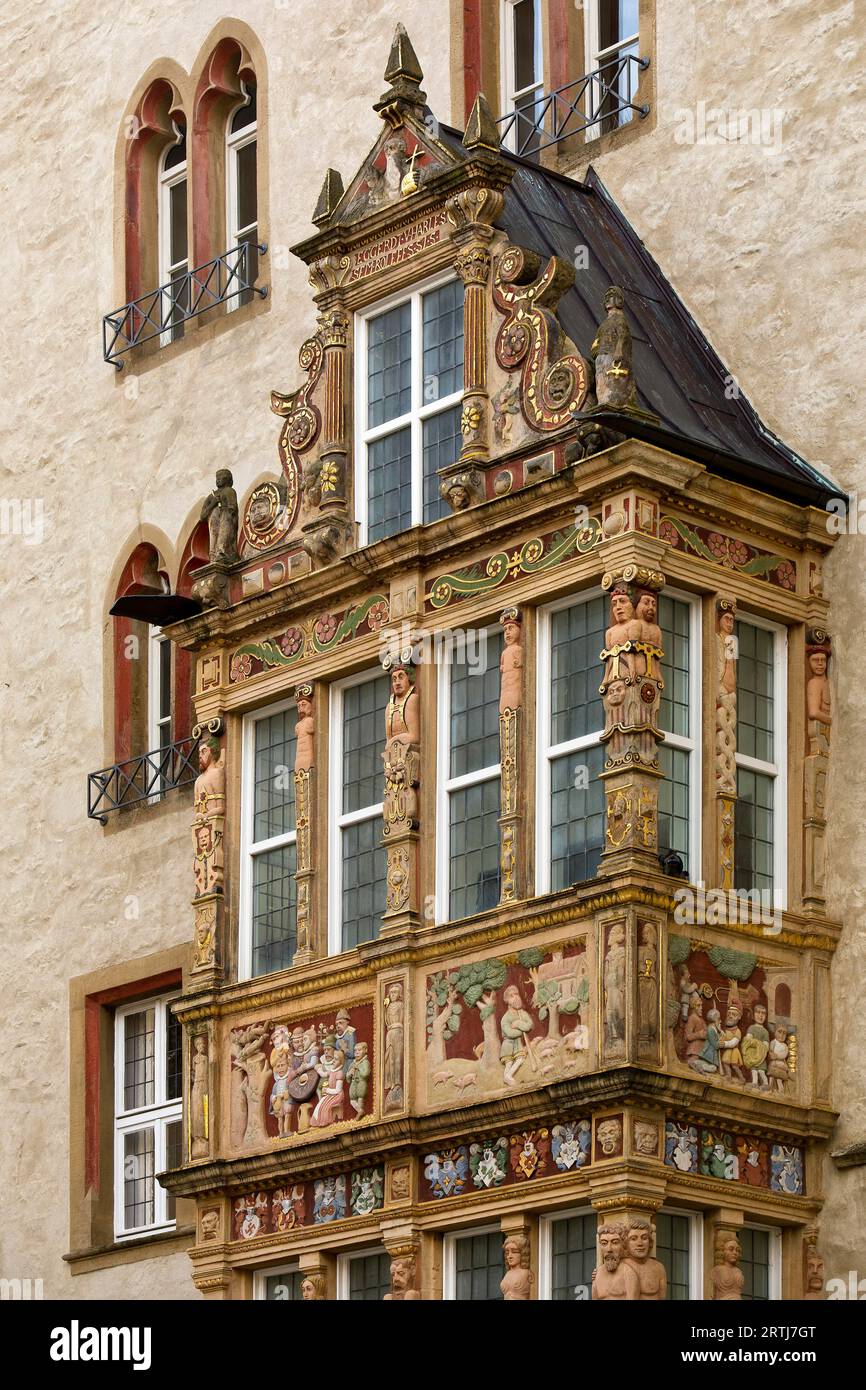 Renaissance oriel on the Tempelhaus, Gothic patrician house on the ...