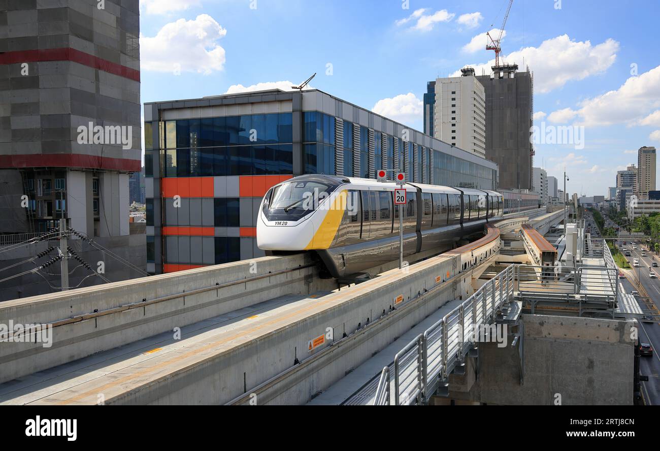 The monorail Yellow Line Mass Transit System serving the Bangkok ...