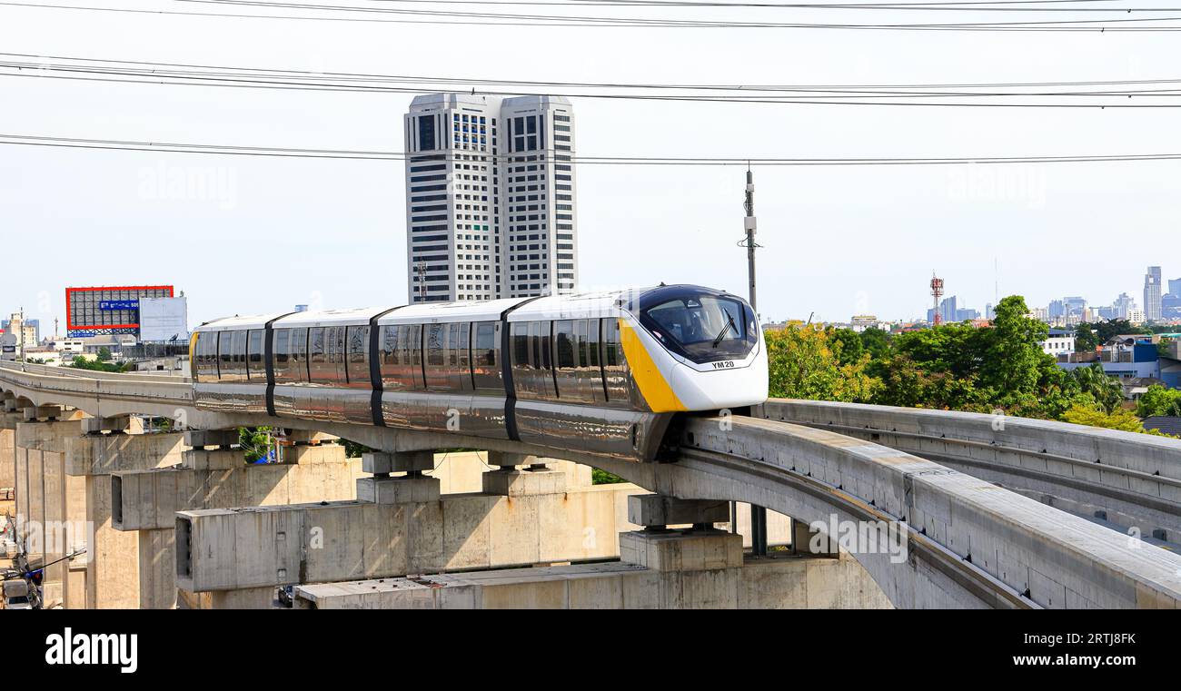 The monorail Yellow Line Mass Transit System serving the Bangkok ...