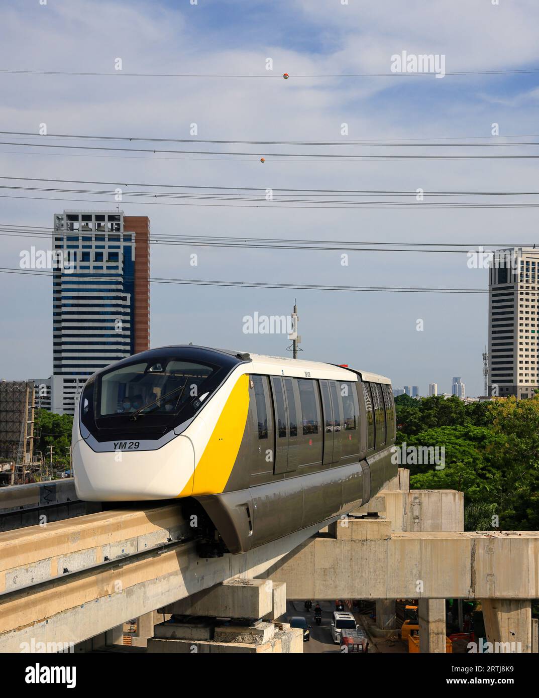 The monorail Yellow Line Mass Transit System serving the Bangkok ...