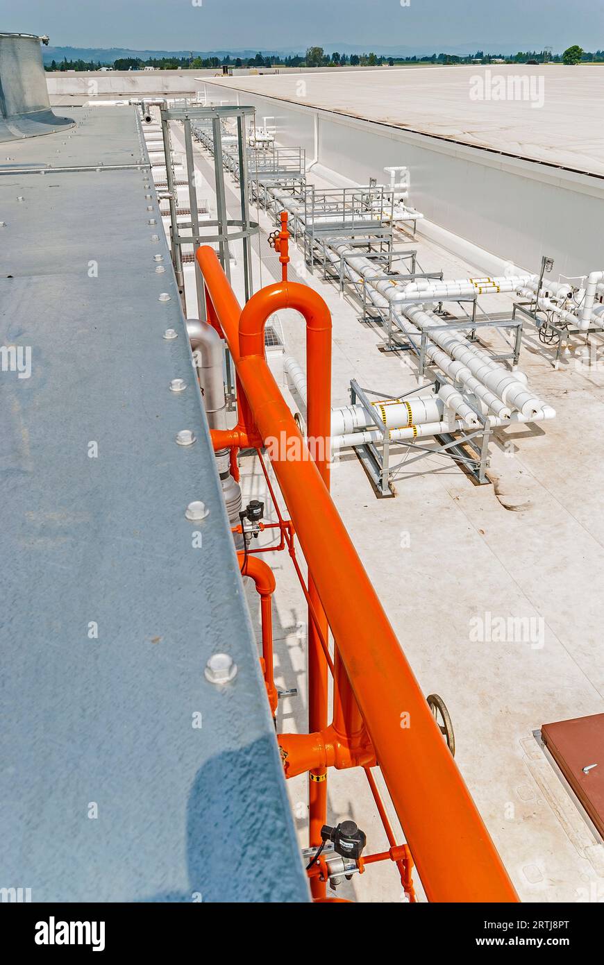 Orange piping is prominent on the side of a commercial ammonia-cycle ...