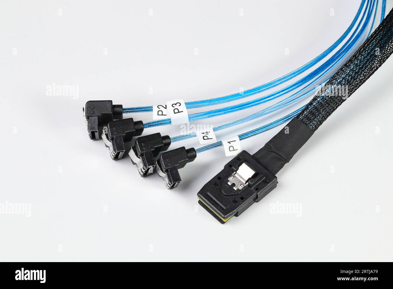 Mini Sas To Sata Serial Ata Convert Cable Blue With 90 Degree Target Isolate On White 