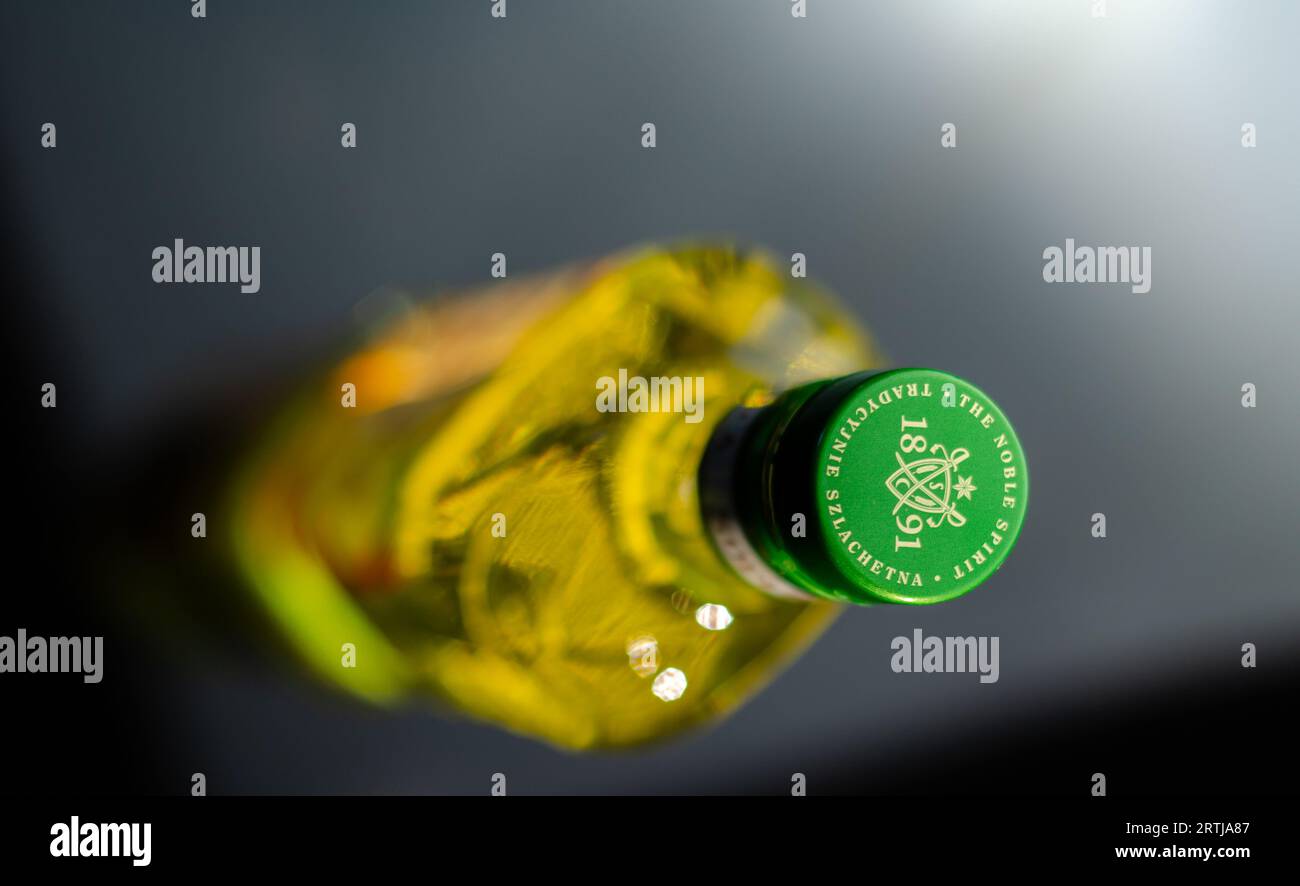 LONDON, UK - 07 SEPTEMBER 2023 Soplica Mango Maracuja Vodka is a ...