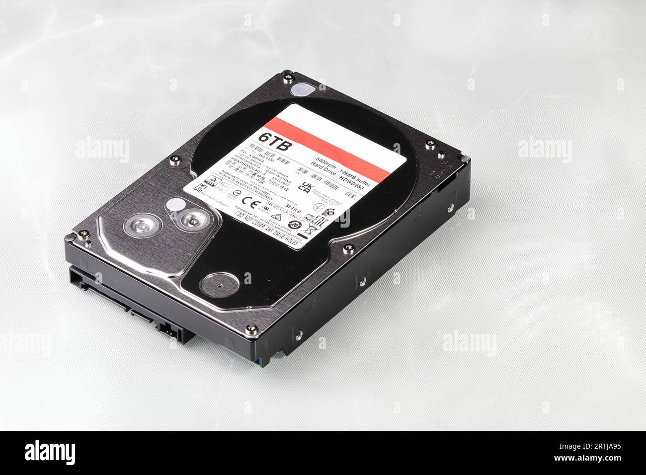 Close up view of high capacity computer hard drive 3.5" isolated on ...