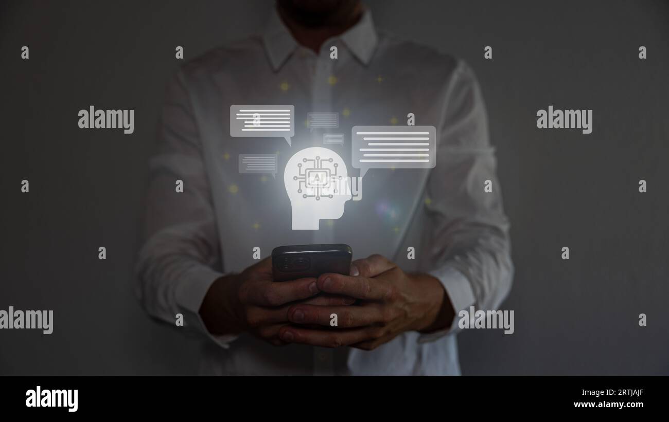 Businessman hand using smartphones to search for information and chat ...