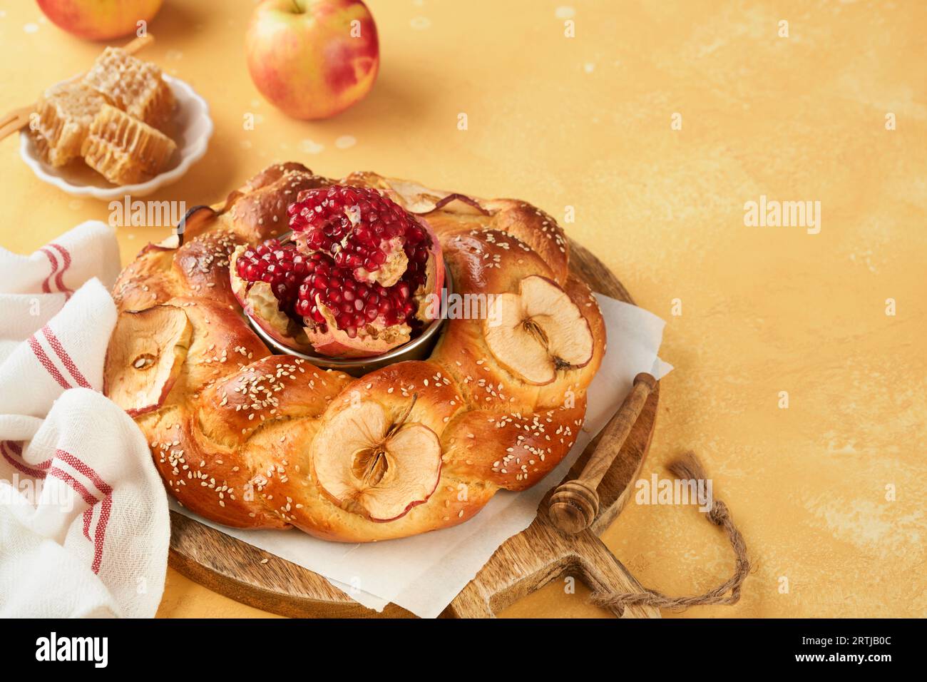 Jewish Holidays - Rosh Hashanah or Rosh Hashana. Pomegranate, apples ...