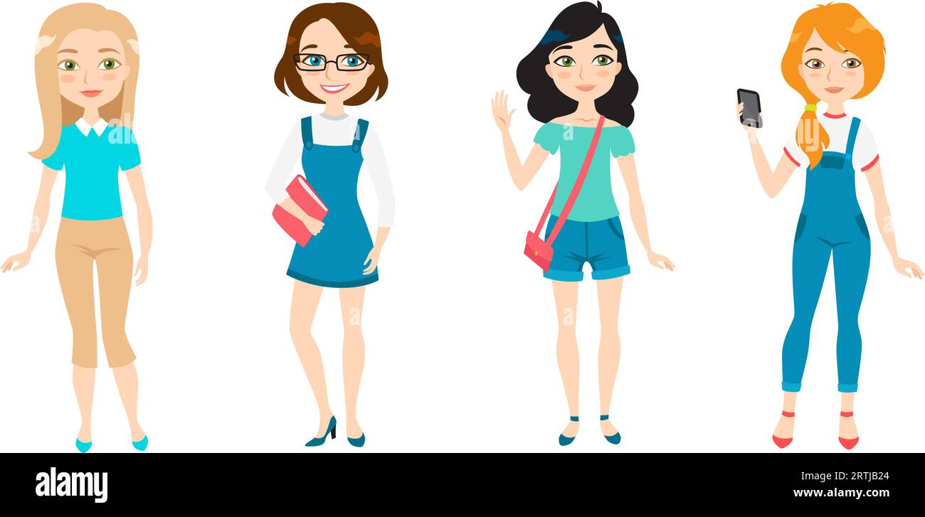 Modern young girls icon set Stock Vector Image & Art - Alamy
